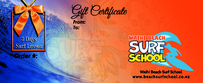 3 Days Surfing Course Gift Voucher - Waihi Beach Surf School